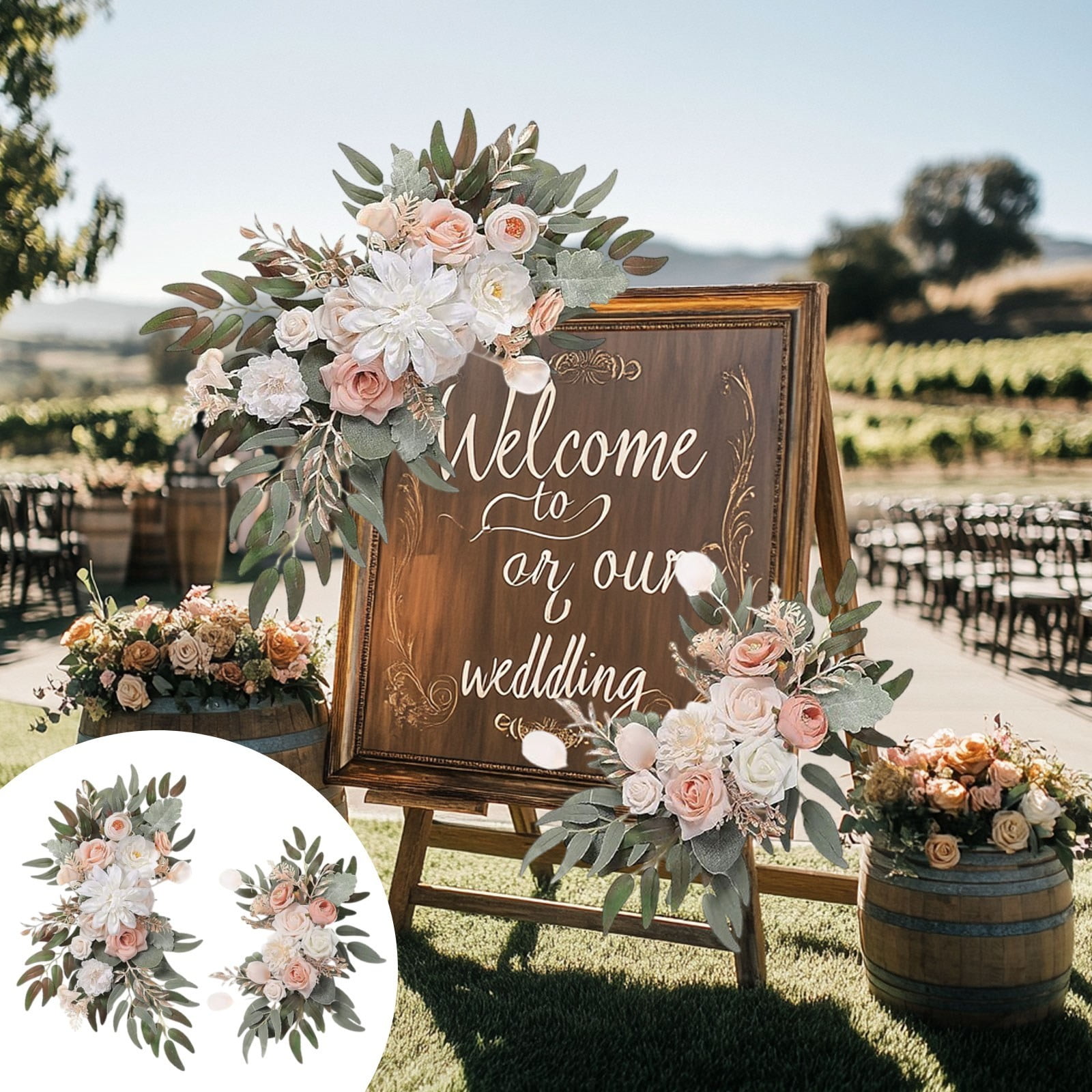 Wedding Simulation Flower Arched Signboard,2-Piece Table Decoration ...