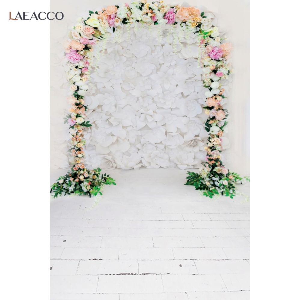 Wedding Stage Backgrounds For Photography Wreath Door Flowers Gray Wood ...