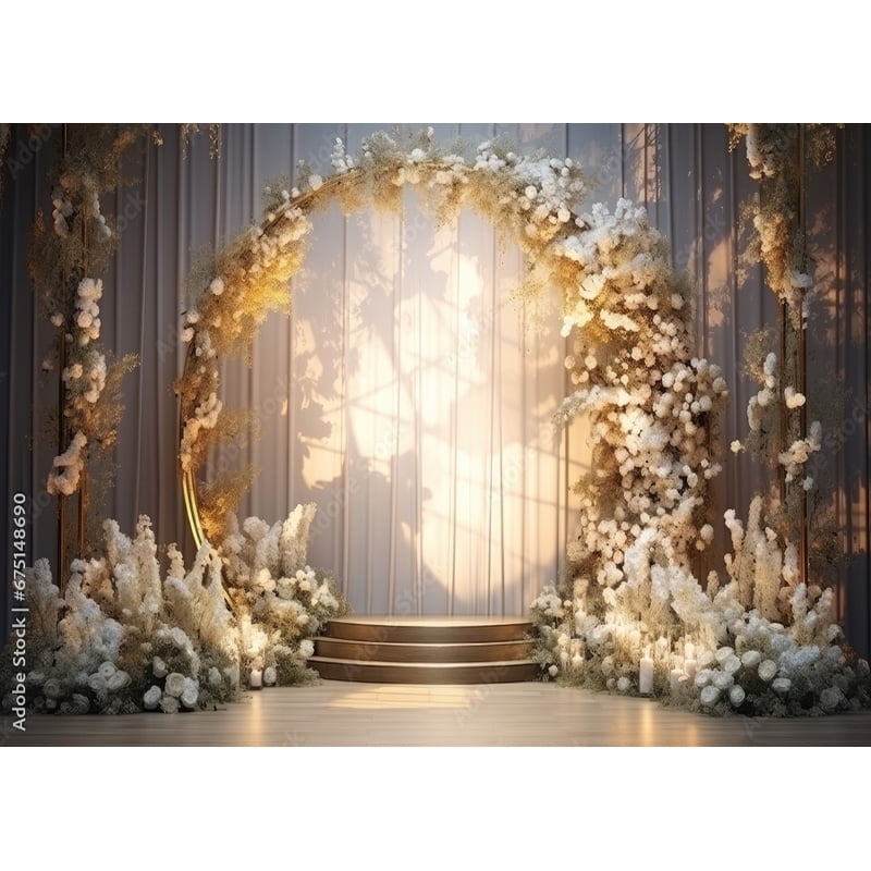 Wedding Stage Photography Backdrops Aesthetic Luxury Flower Decoration ...