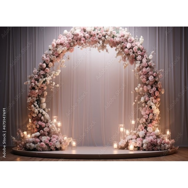 Wedding Stage Photography Backdrops Aesthetic Luxury Flower Decoration ...