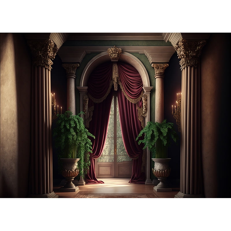 Wedding Stage With Floral Arch Photography Backdrops Props Empty Room ...