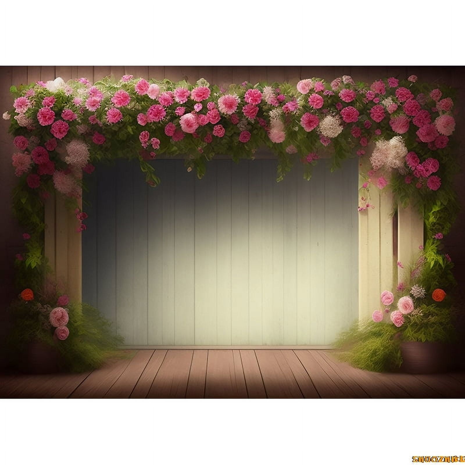 Wedding Stage With Floral Arch Photography Backdrops Props Empty Room ...