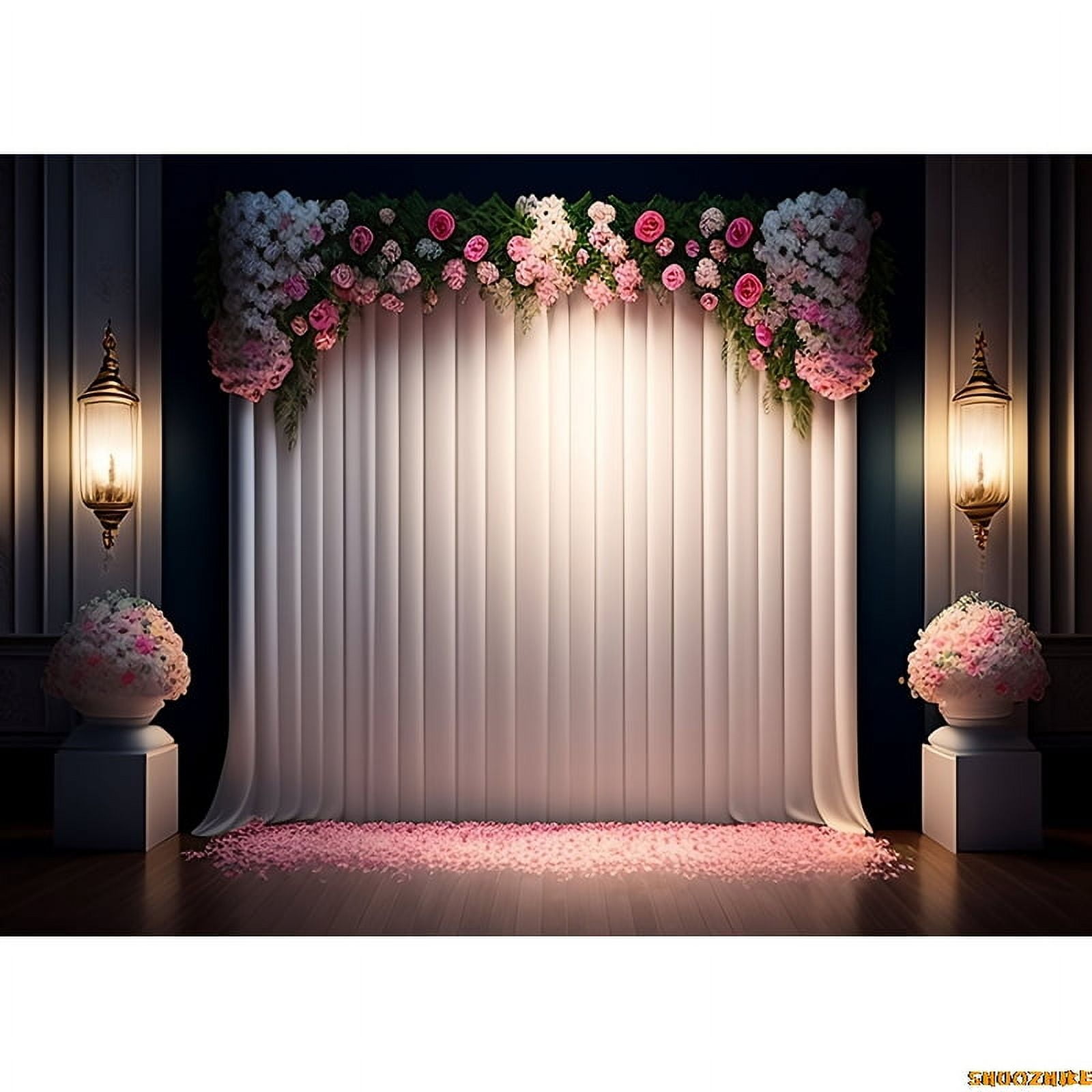 Wedding Stage With Floral Arch Photography Backdrops Props Empty Room ...