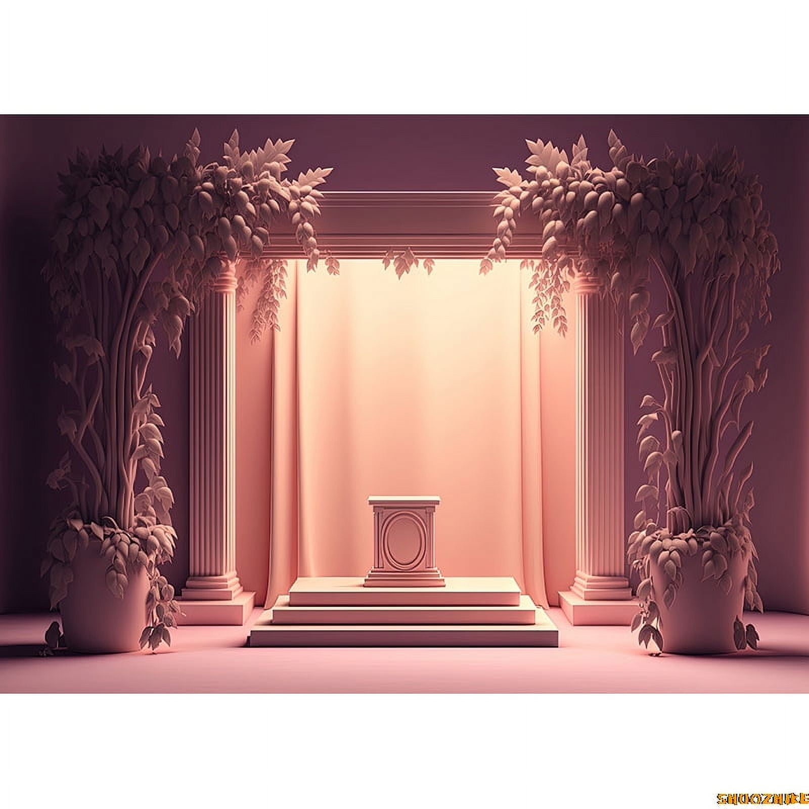 Wedding Stage With Floral Arch Photography Backdrops Props Empty Room ...