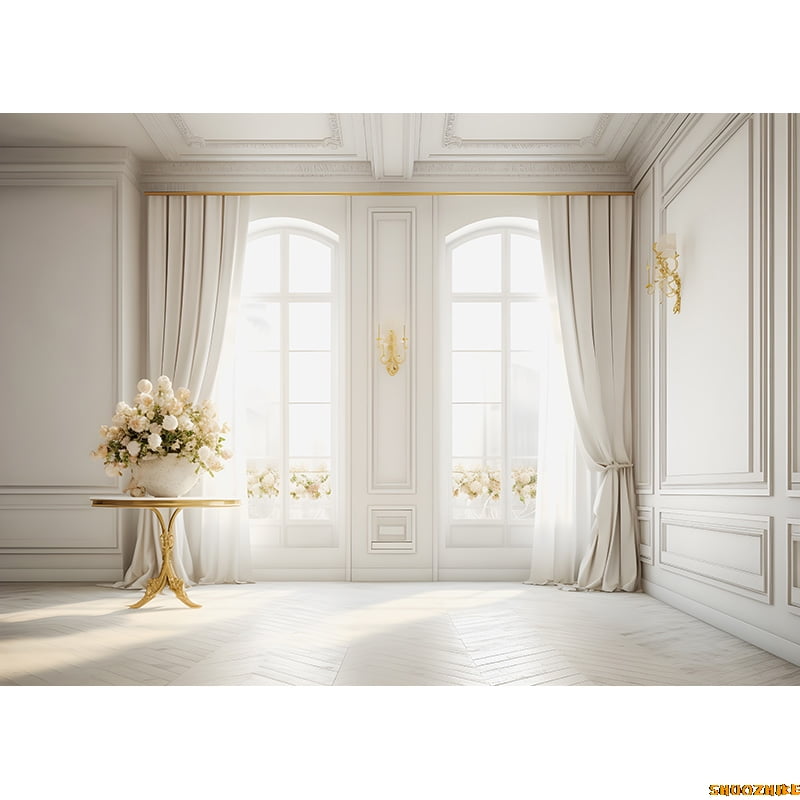 Wedding Stage With Floral Arch Photography Backdrops Props Empty Room ...