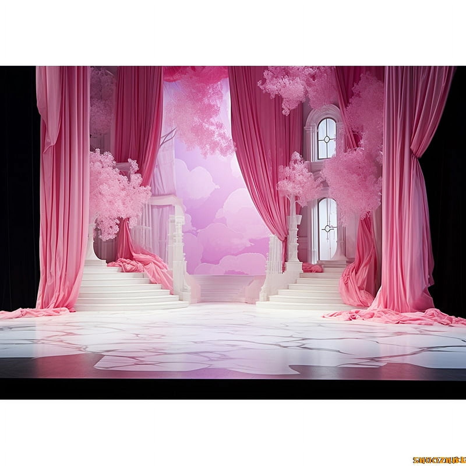 Wedding Stage With Floral Arch Photography Backdrops Props Empty Room ...