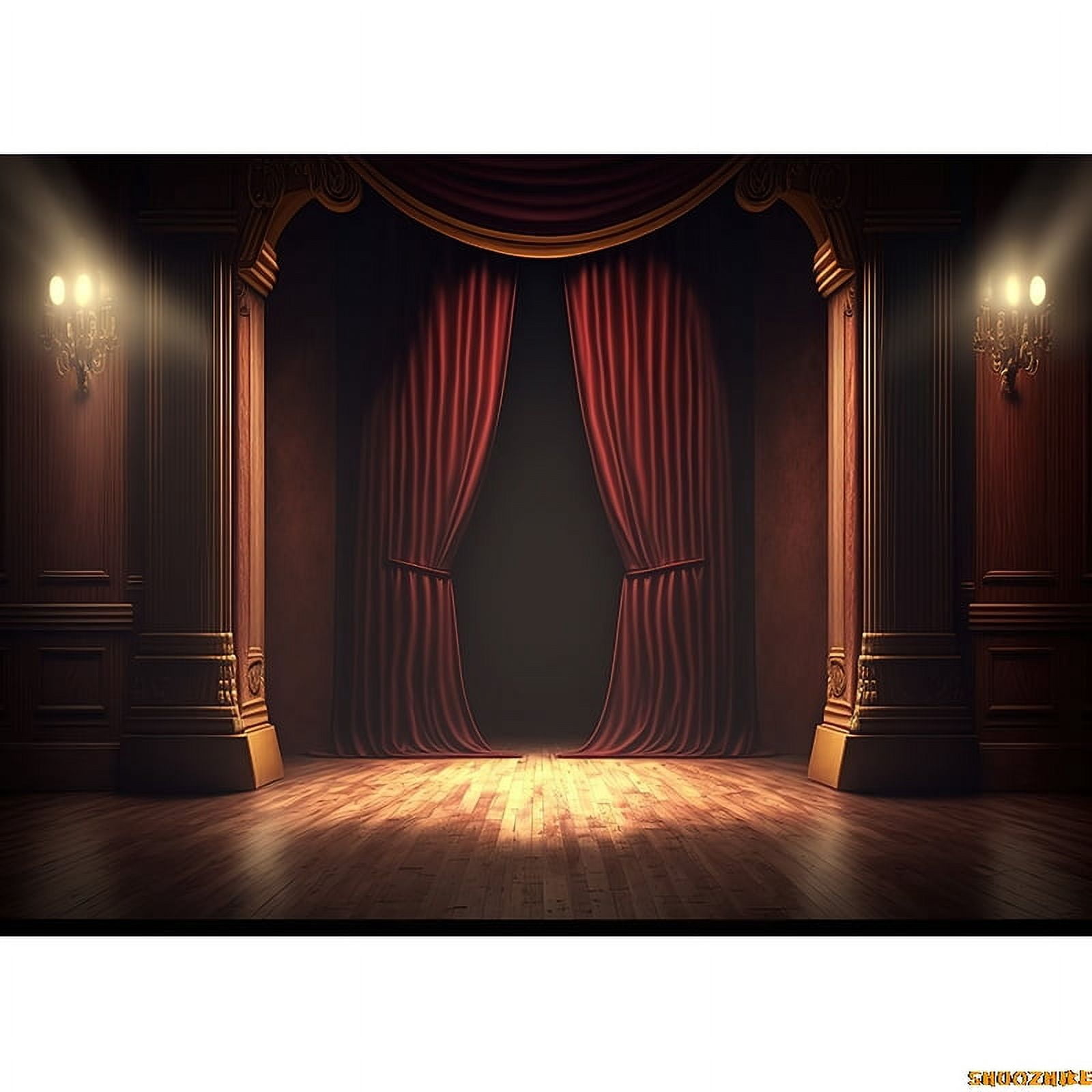 Wedding Stage With Floral Arch Photography Backdrops Props Empty Room ...