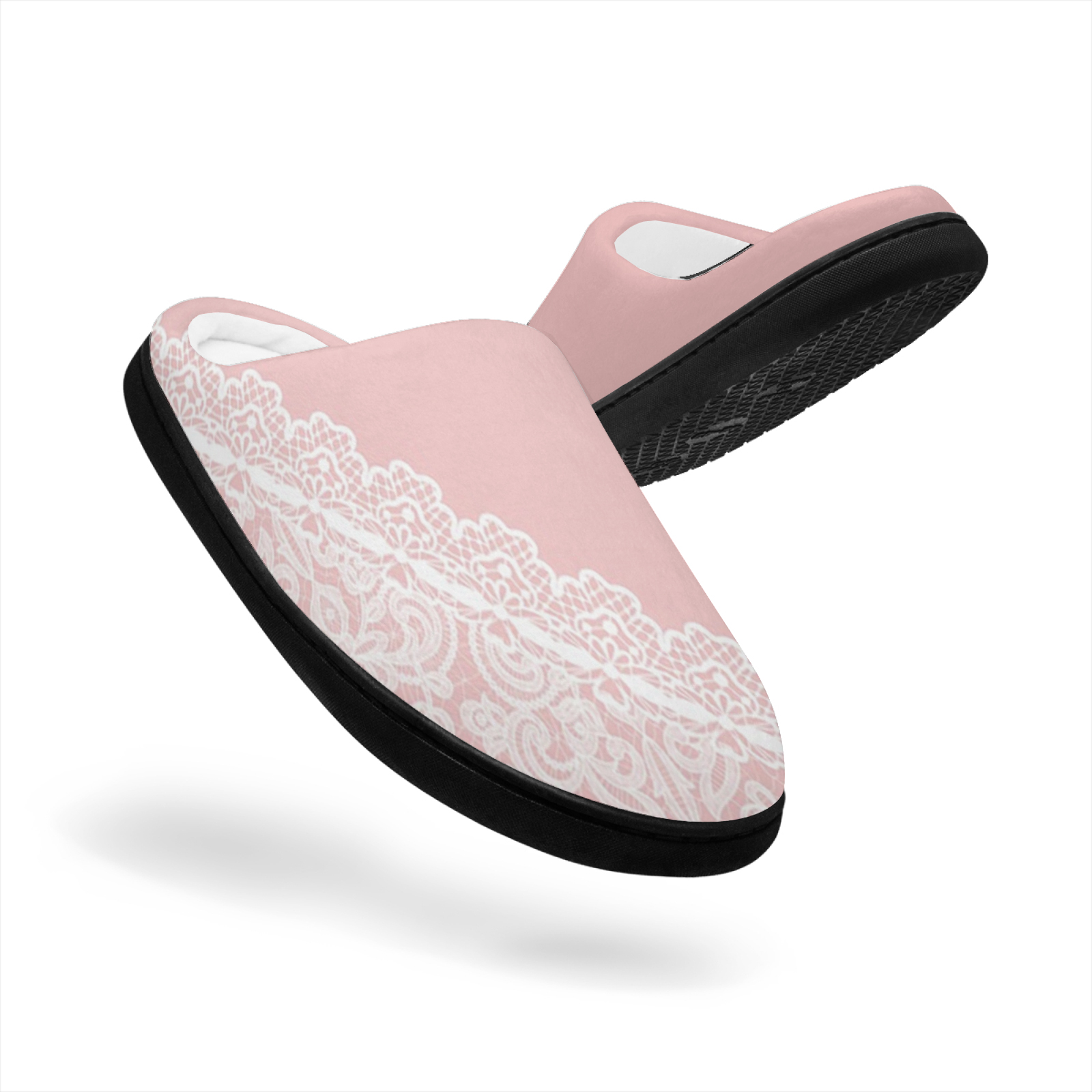 Wedding Theme,Womens Slippers Slip-On,Lace Old Fashioned Border,Comfy ...