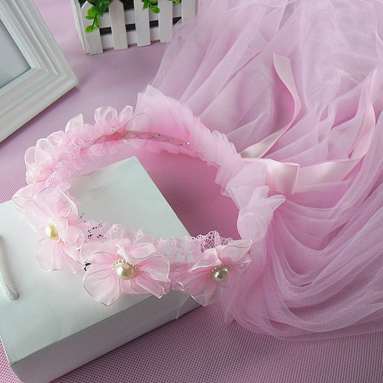 Wedding Tulle Flower Girls Veils with Ribbon Edge Elegant Bride ...