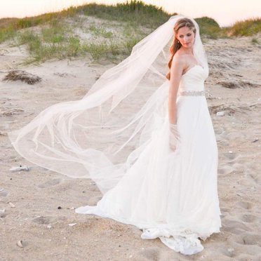 YAOLAN Ivory Bridal Wedding Veil, 197" Lace Appliques Edge, Cathedral ...