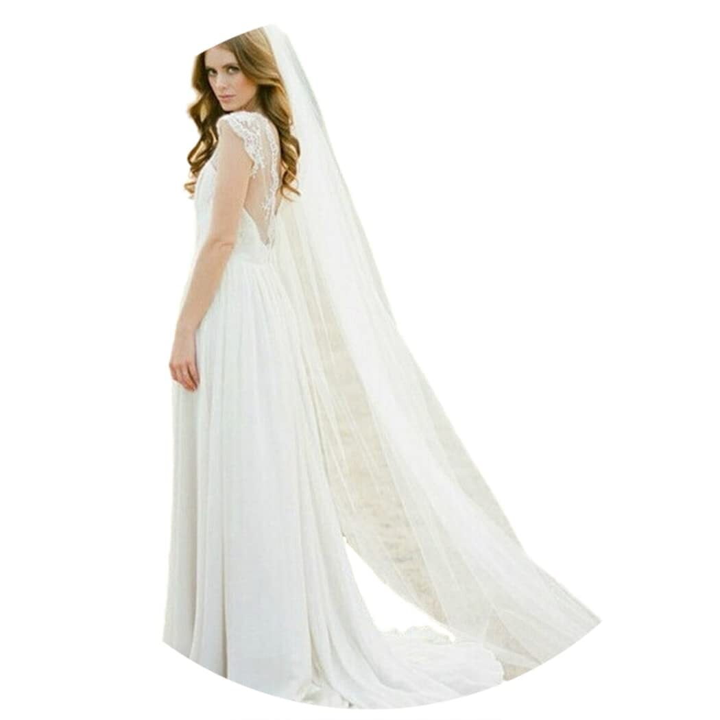 Wedding Veil Comb Bridal Cathedral Veil 1 Tier Drop Veil Wedding ...