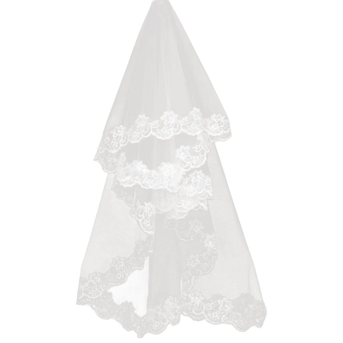 Wedding Veil Simple Bridal Lace Long Wedding White Lace Veil-Mi Bai-1.5 ...