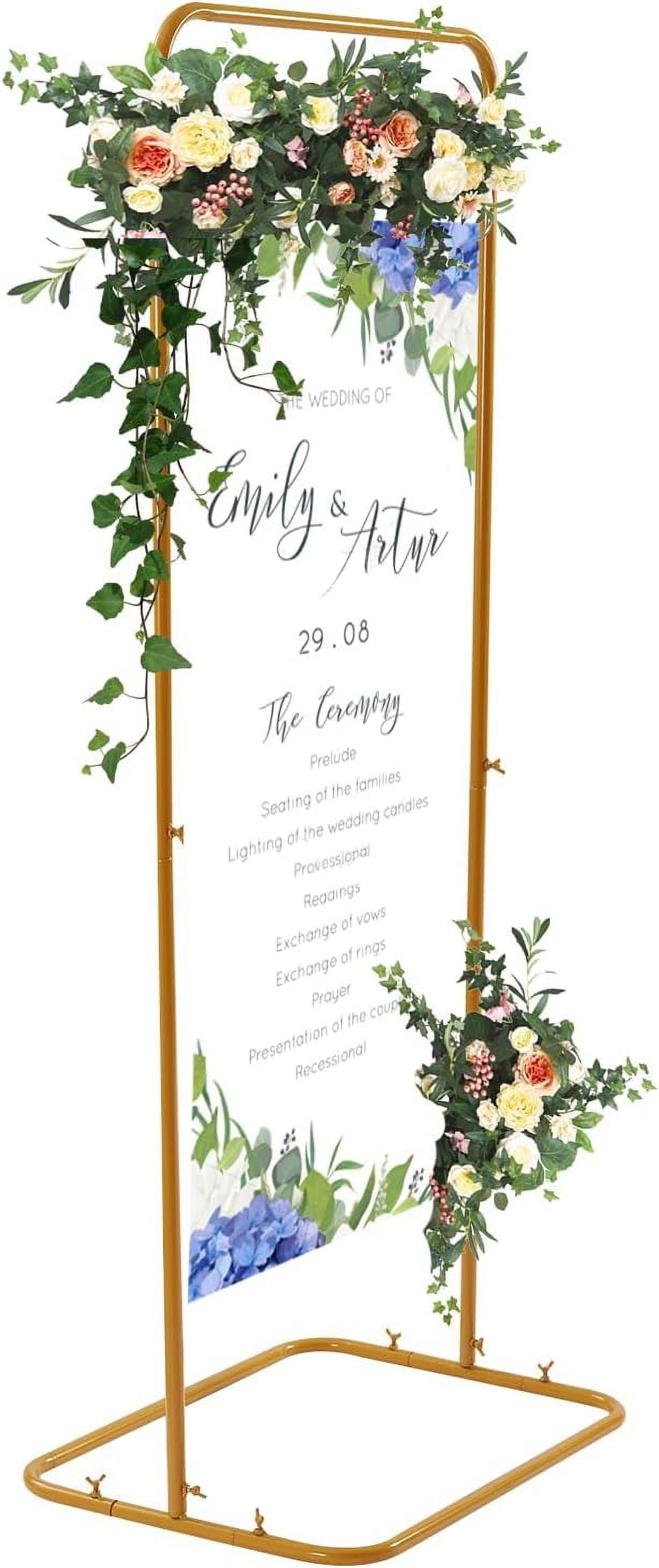 Wedding Welcome Sign with Stand, Gold Large Lightweight Tall Welcome ...