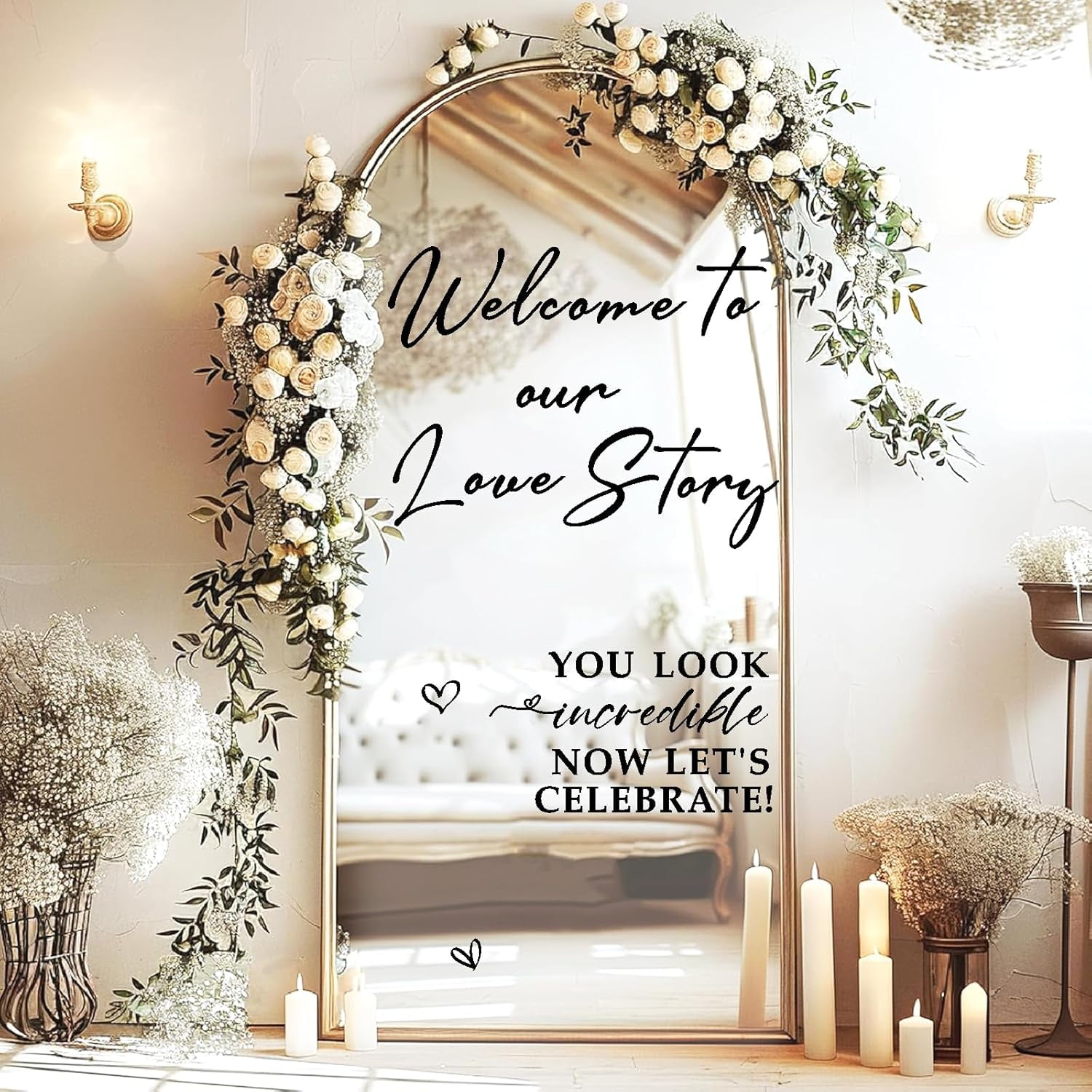 Wedding Welcome Signs Decals Selfie Mirror Decals for Party Entry ...