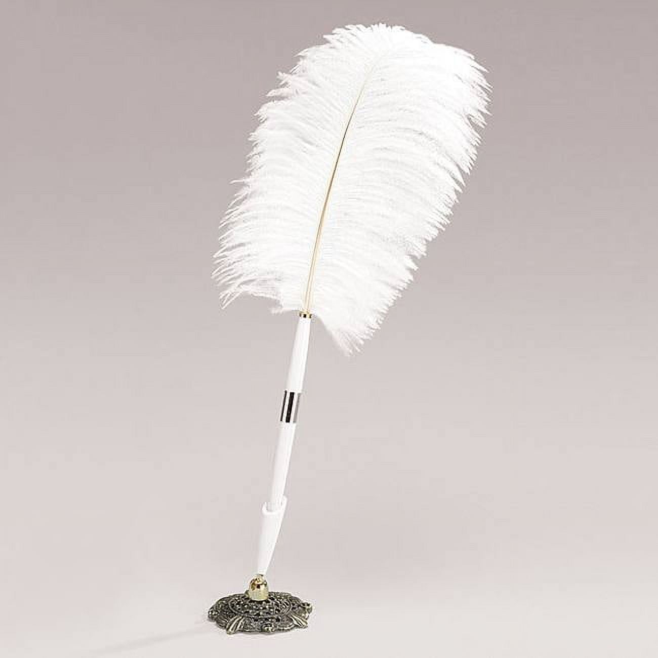 Wedding White Plume Pen Set w/ Holder - Walmart.com