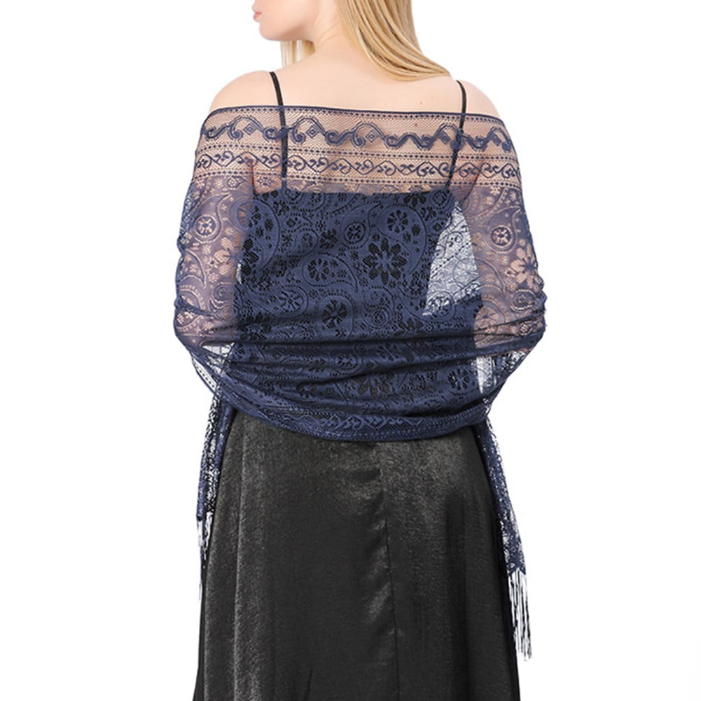 Wedding Wrap Shawl Tulle Lace Sheer Party Evening Long Shawl Scarf ...