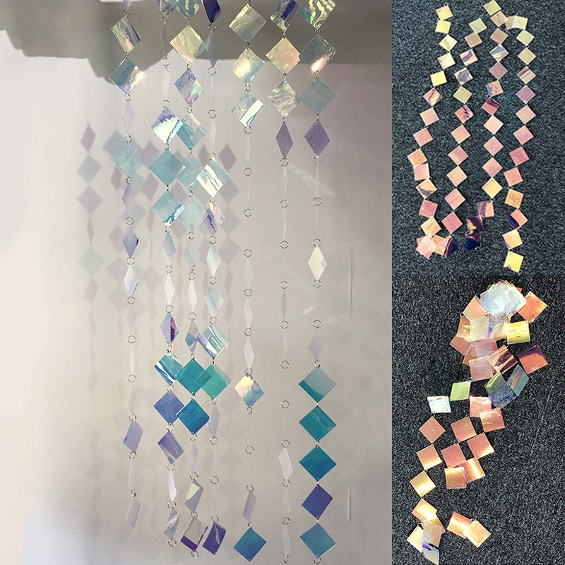 Wedding ceiling decoration double-sided mirror sequin beaded curtain ...