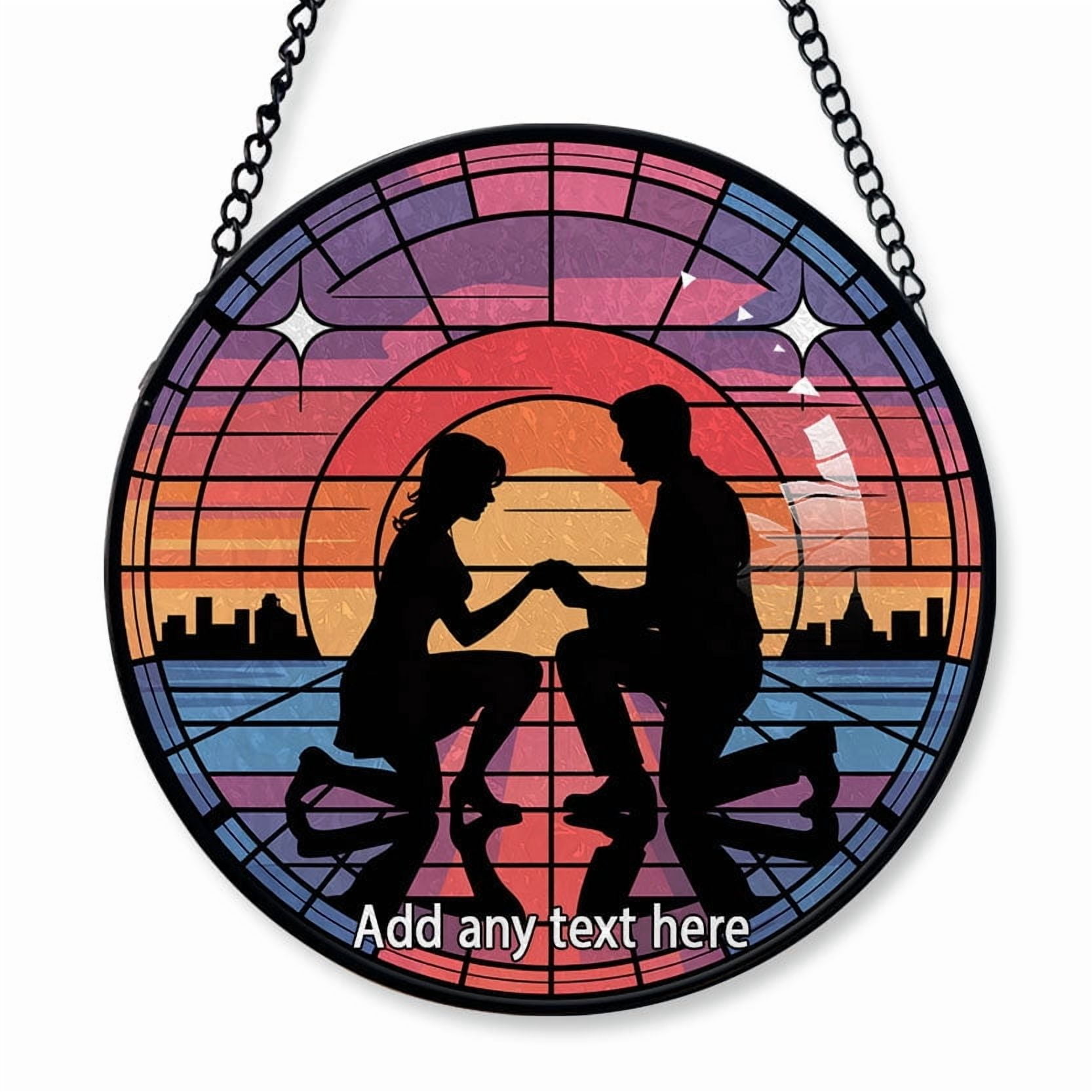 Weddings & Engagement Proposal Silhouette Stained Glass Suncatcher ...