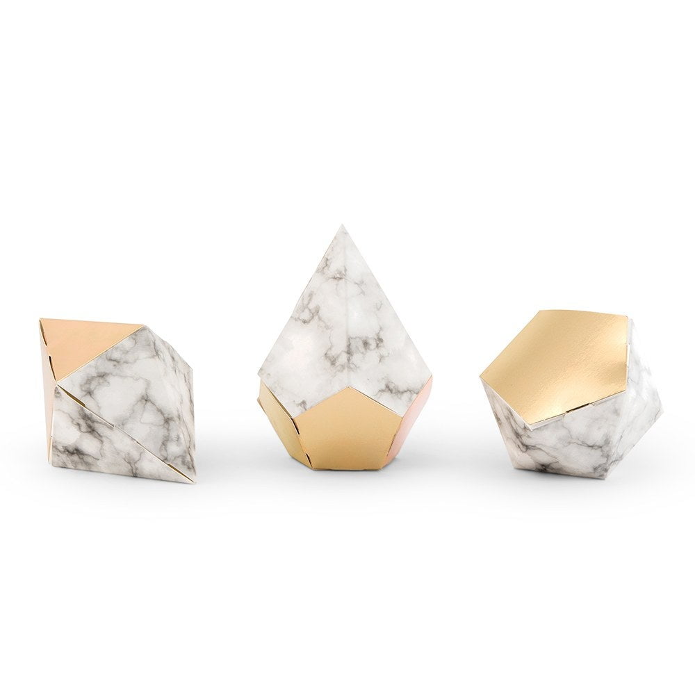 Weddingstar 3-Piece Modern Geo Marble And Gold Party Favor Boxes - Pack of 12 - Walmart.com