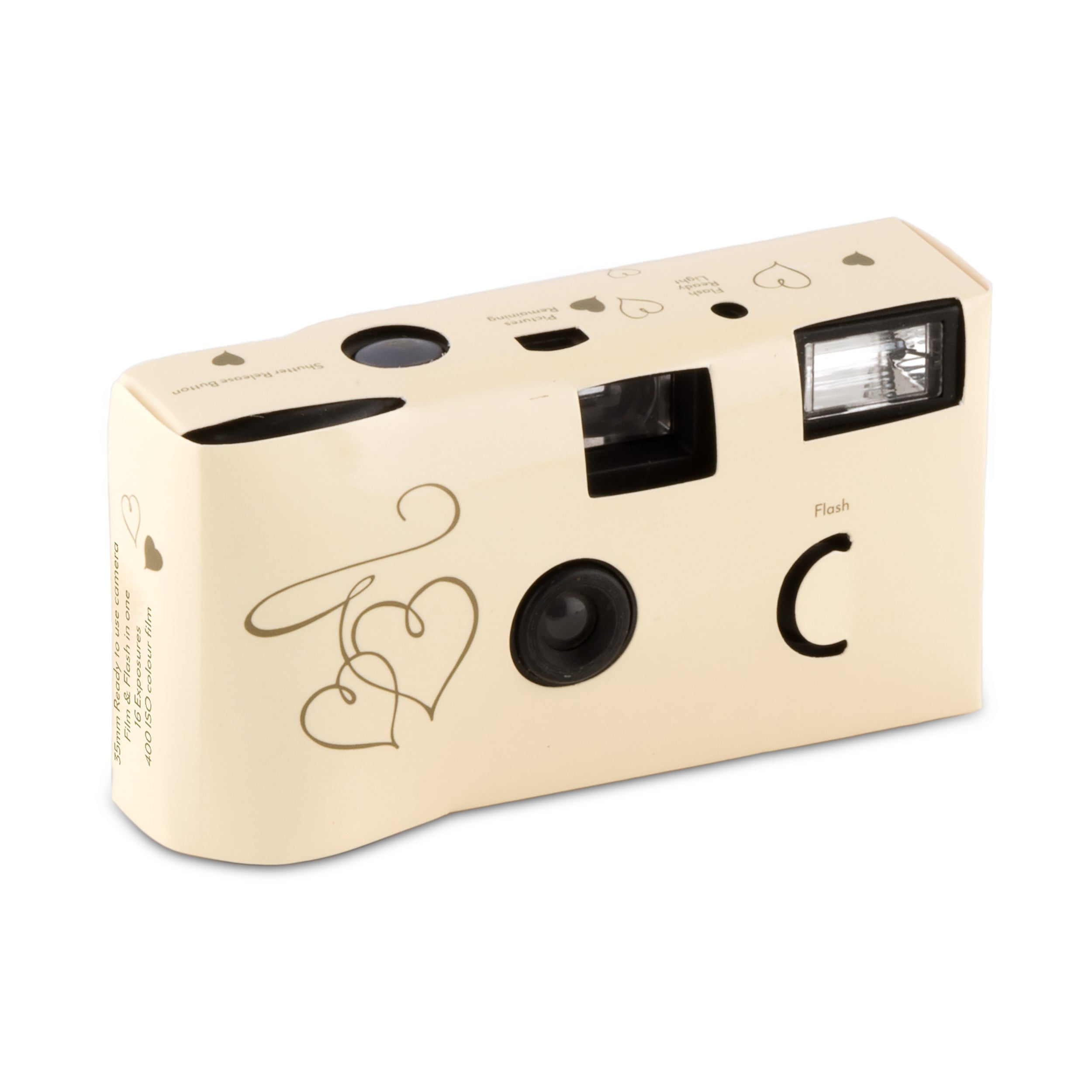 Weddingstar Disposable Camera With Flash - Gold Enchanted Hearts ...