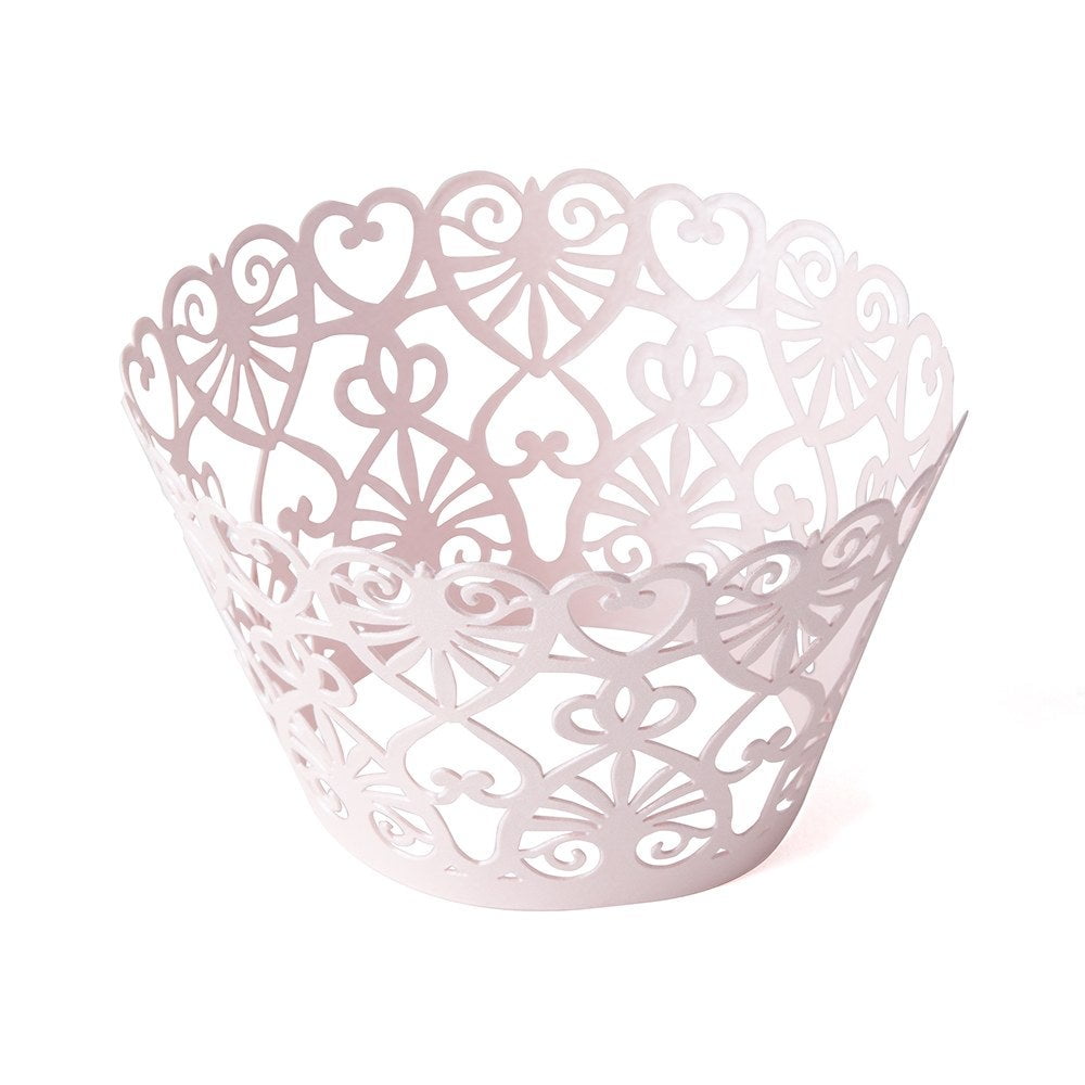 Weddingstar Lace Hearts Filigree Paper Cupcake Wrappers (12) Pastel ...