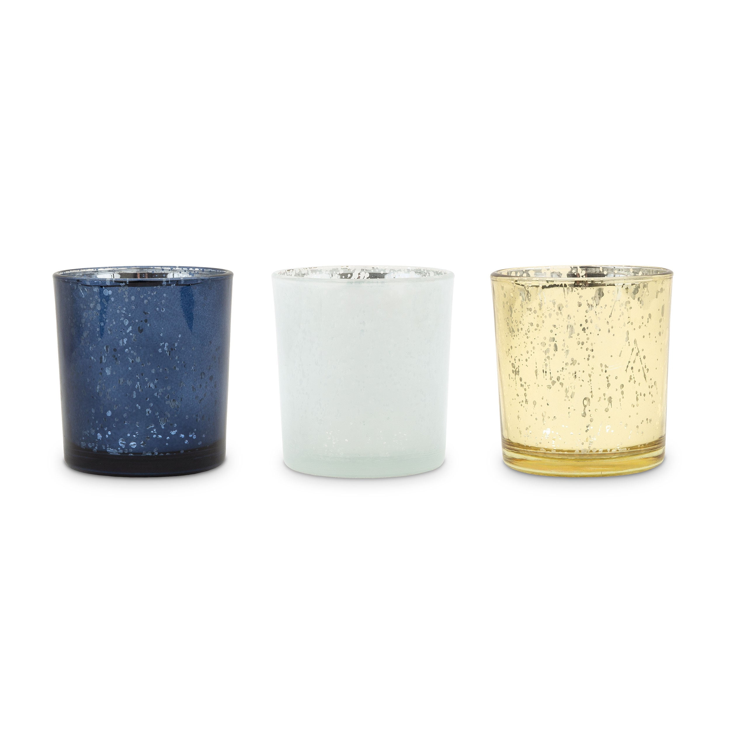 Weddingstar Mercury Glass Tealight Candle Holders - Blue Luster - Set ...