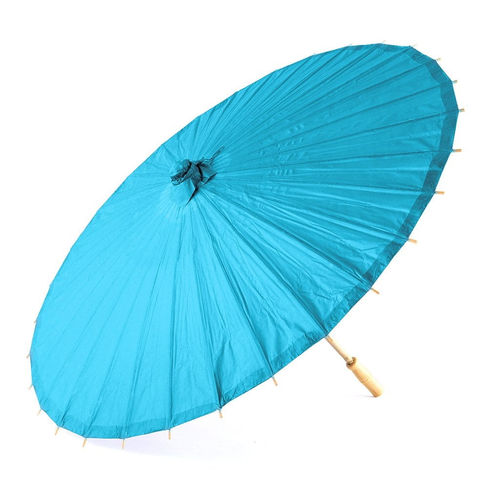 Weddingstar Pretty Paper Parasol With Bamboo Handle - Caribbean Blue ...