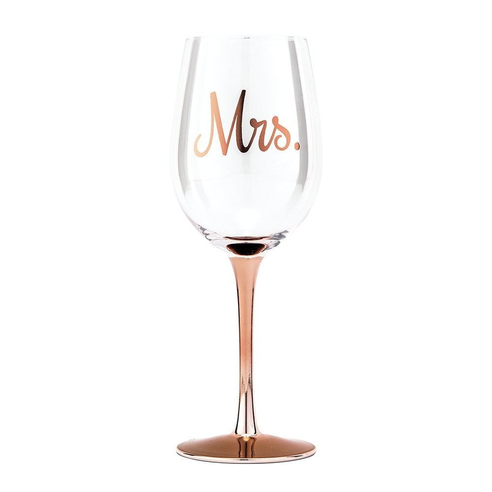 Weddingstar Rose Gold Stemmed 15 Oz. Wine Glass - Mrs. - Walmart.com