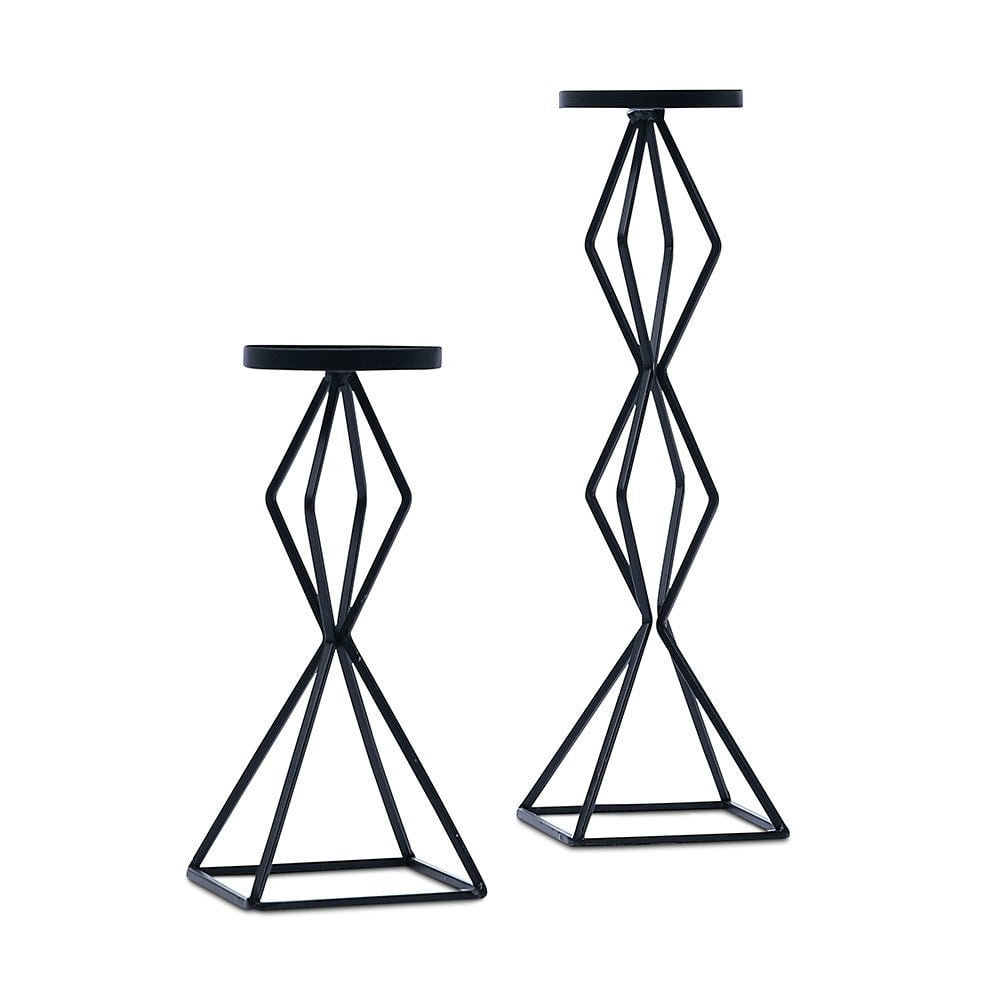 weddingstar-tall-geo-pillar-candle-holder-black-set-of-2-walmart