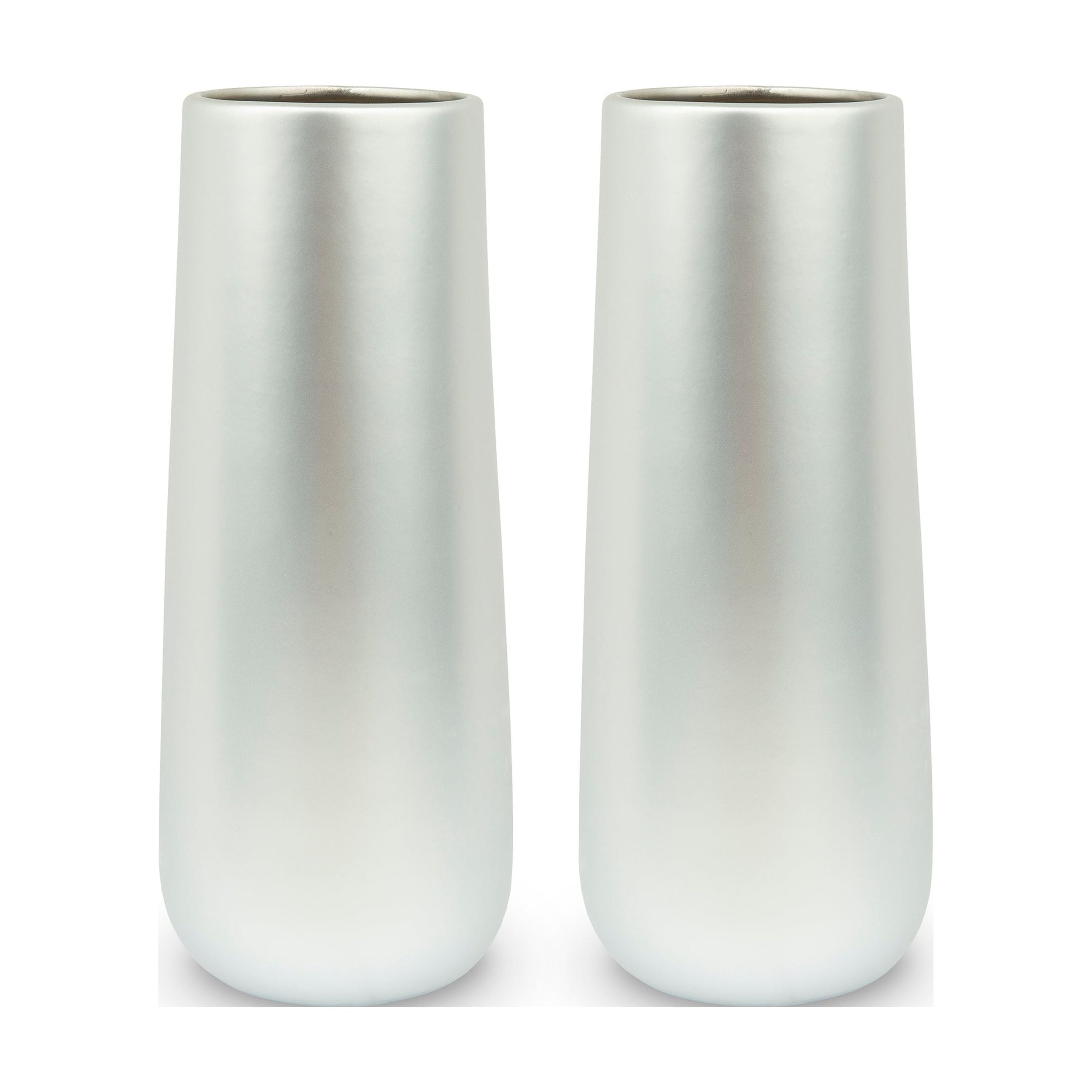 Weddingstar Tall Thin Metallic Chrome Flower Vases - Brushed Silver ...