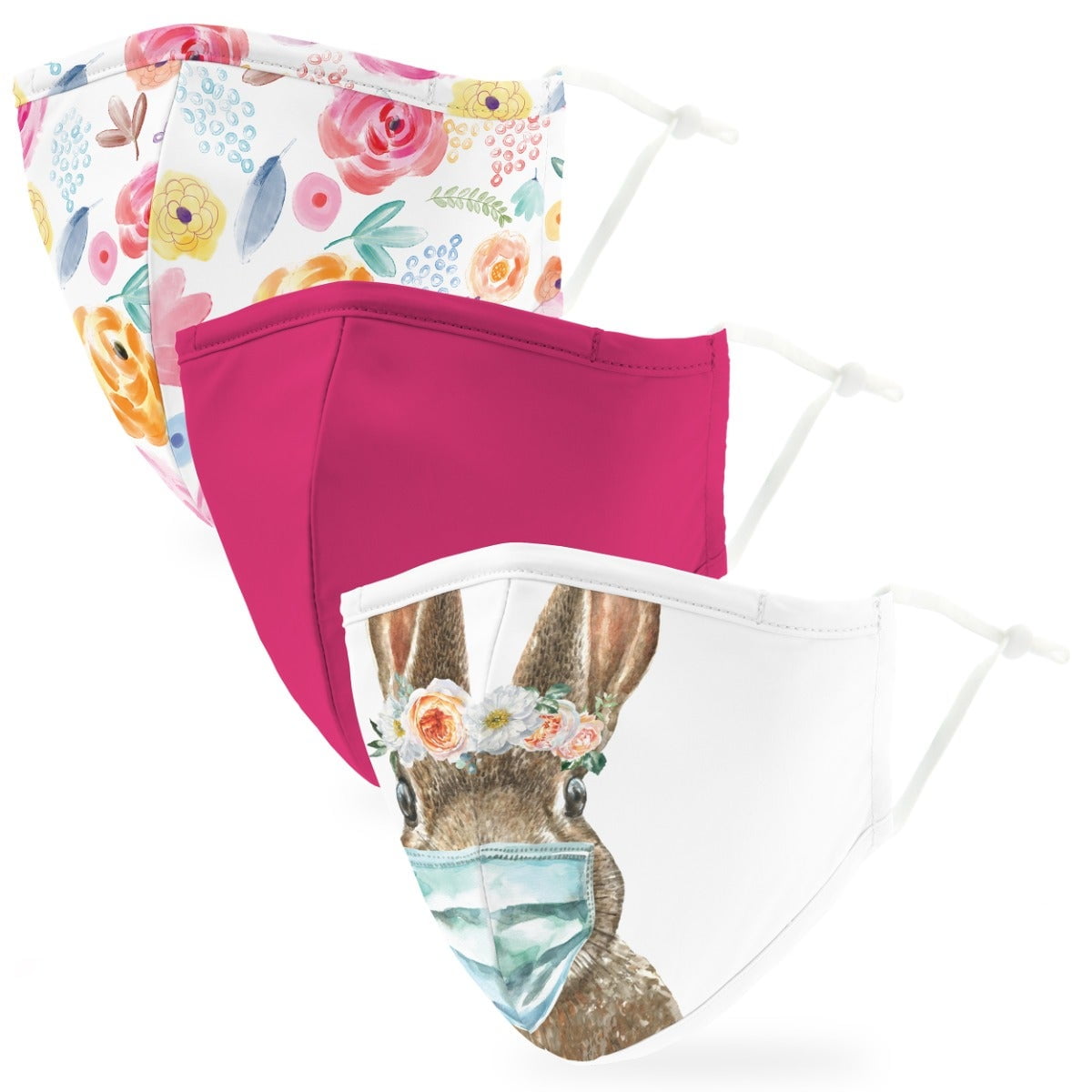 Weddingstar Variety 3-Pack Adult Reusable, Washable 3 Ply Cloth Face Masks With Filter Pockets ...