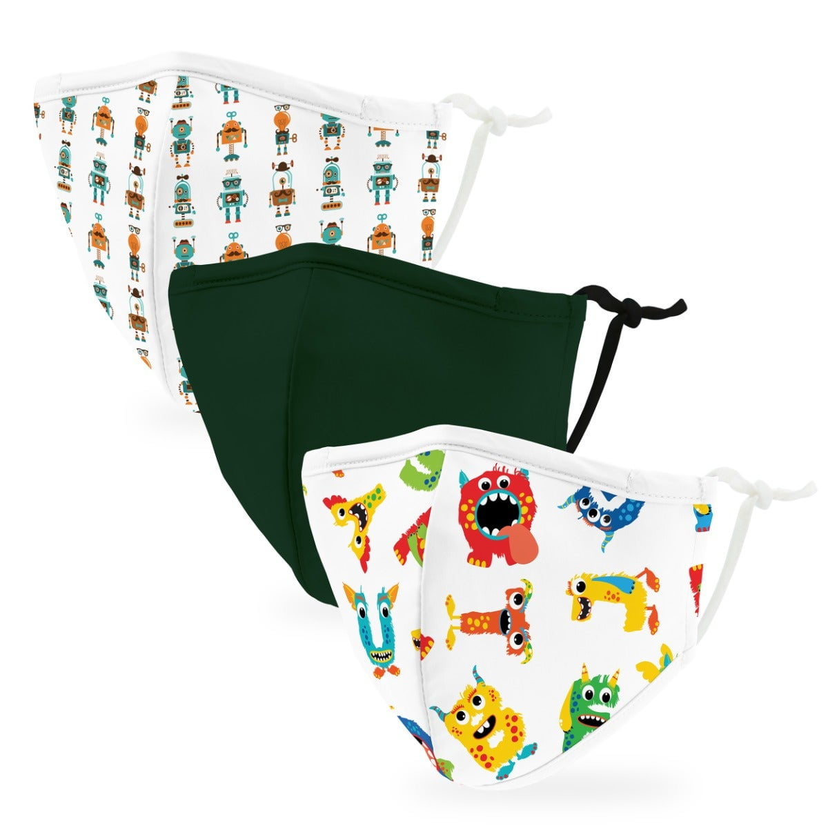 Weddingstar Variety 3-Pack Kid's Reusable, Washable 3 Ply Cloth Face ...