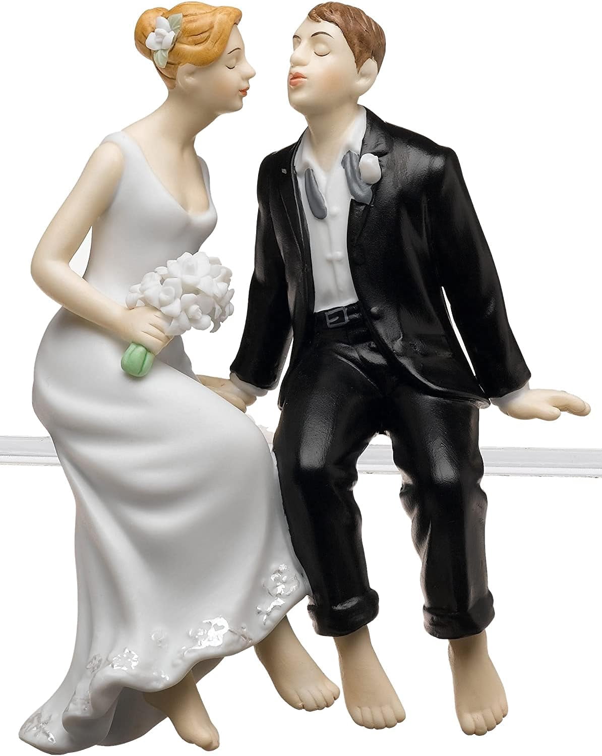 Weddingstar Whimsical Sitting Bride and Groom Porcelain Figurine Cake ...