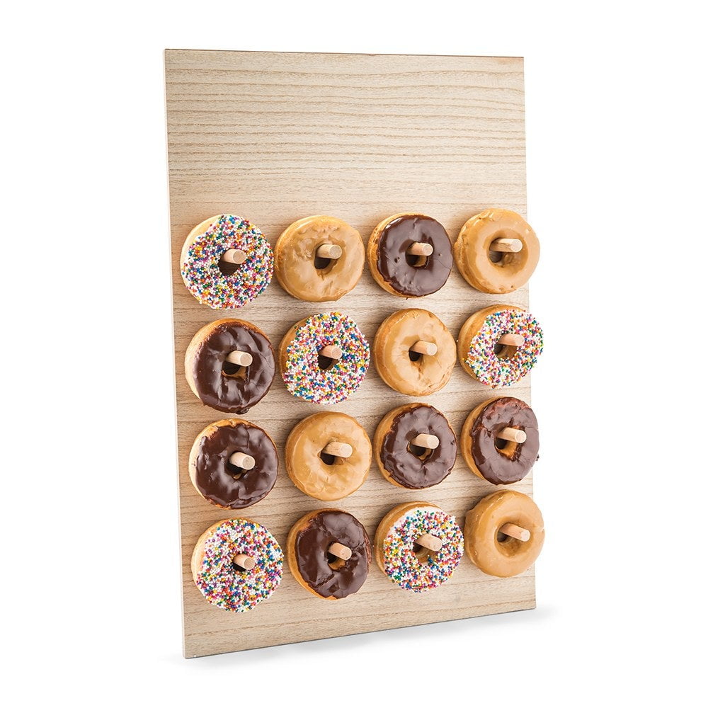 Weddingstar Wooden Donut Wall Display, Rustic Wood Grain, 16 Pegs ...
