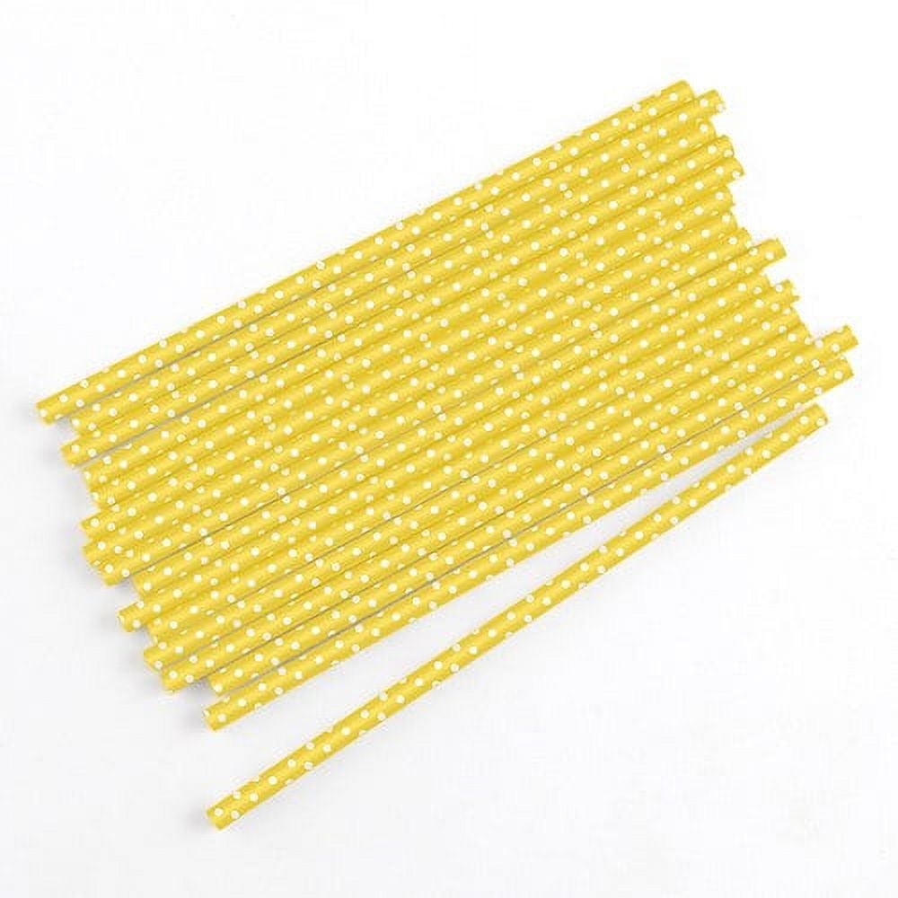 Weddingstar Yellow Paper Straws with Small White Polka Dot - Walmart.com