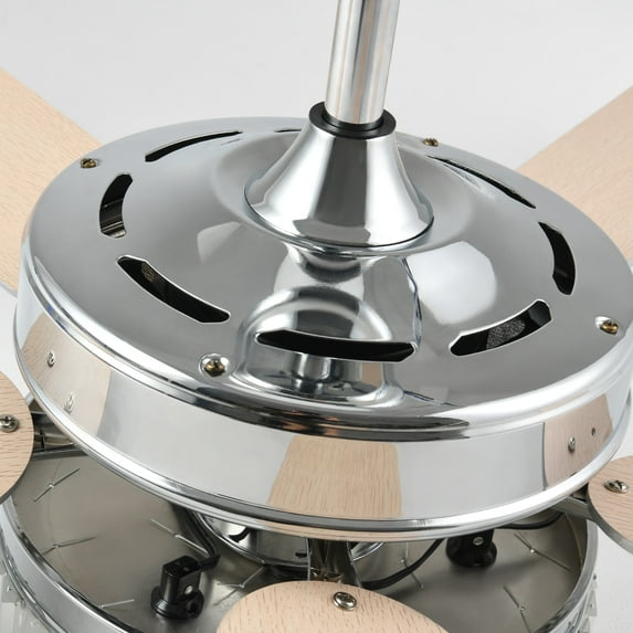 Moasis 52-inch Wooden 5-Blade Crystal Ceiling Fan Chandelier with ...