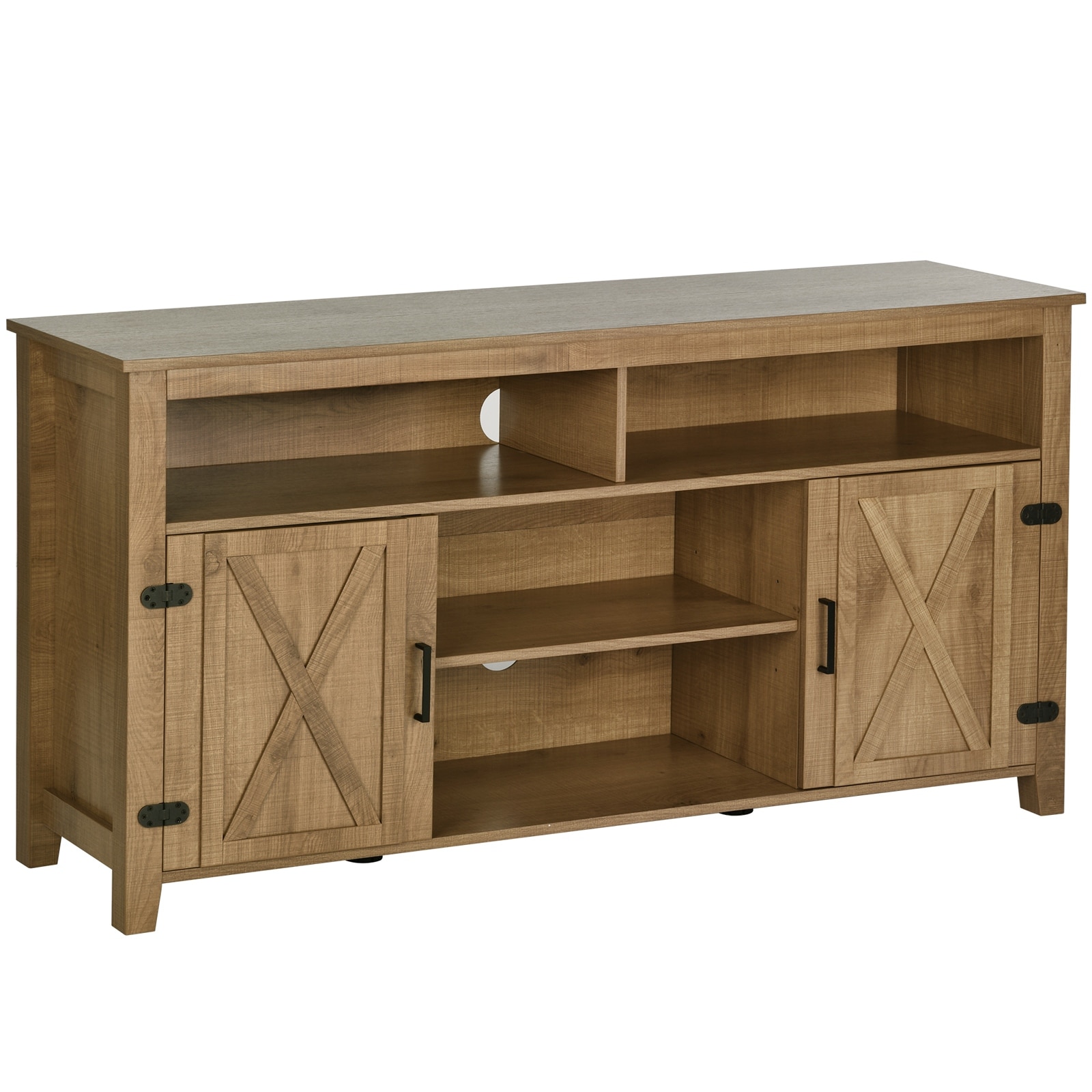 WedealFu Moasis Wood Highboy TV Stand for 65-Inch TV, Barn Door ...