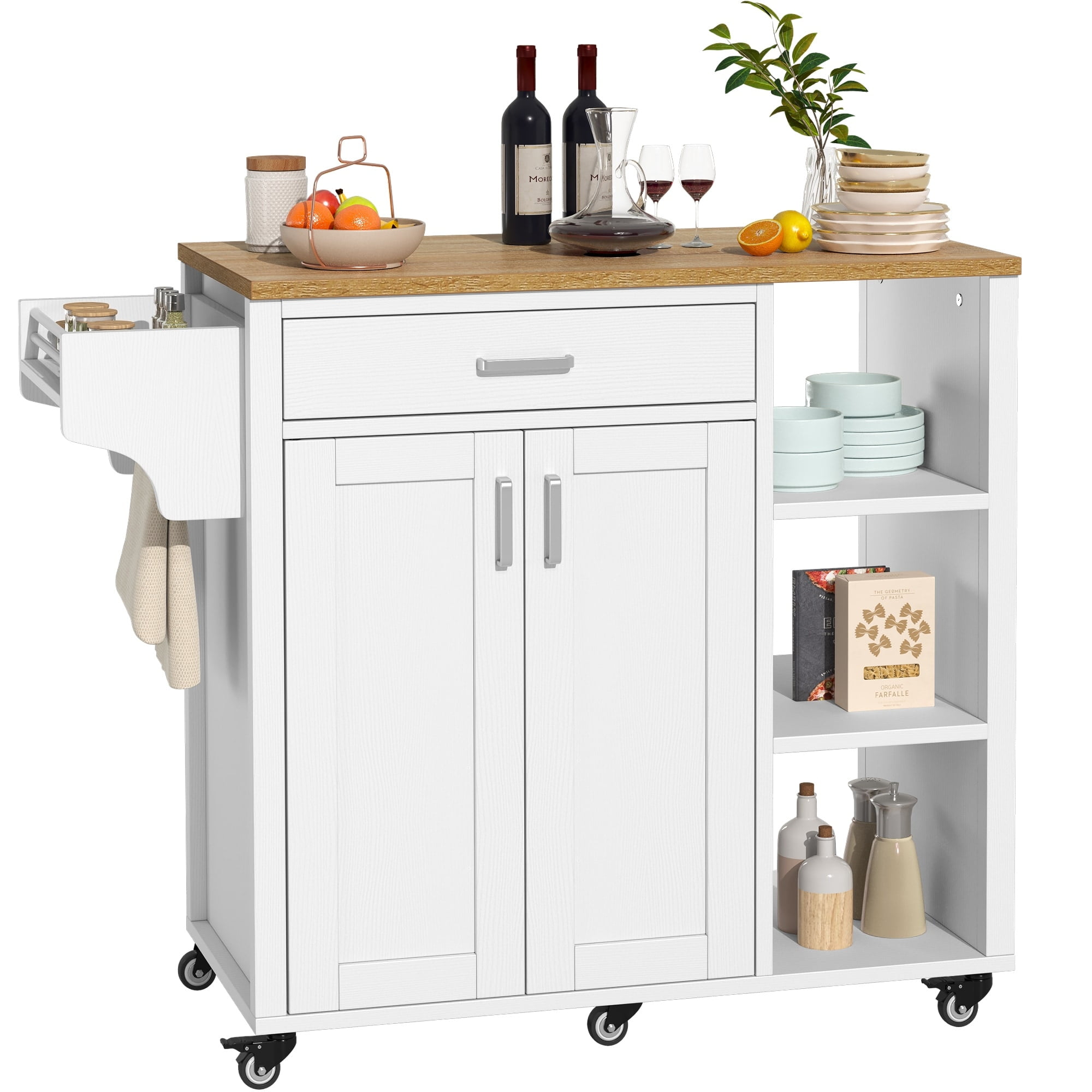 WedealFu Inc Moasis Rolling Kitchen Island Cart Storage Cabinet on ...