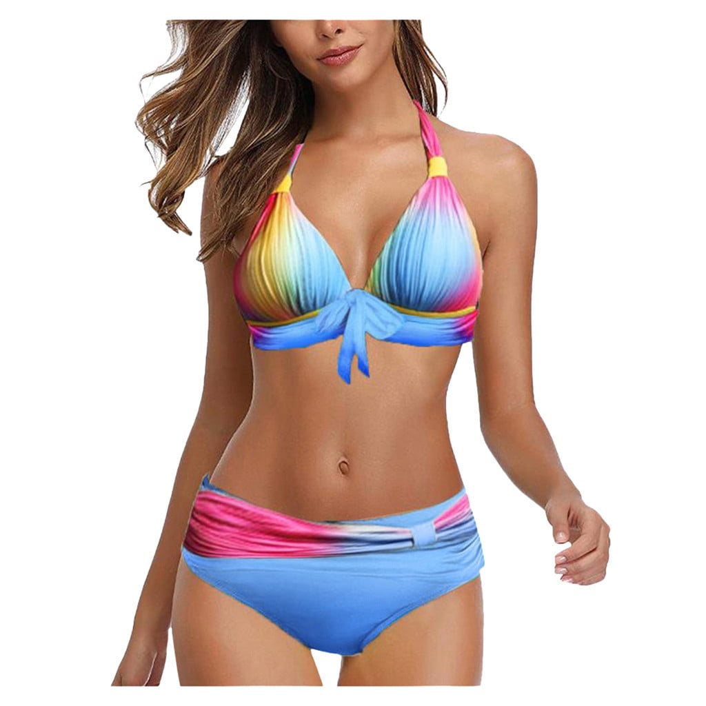 Wedfrse Plus Size Swimsuit Bikini Sets Women Plus Size Print