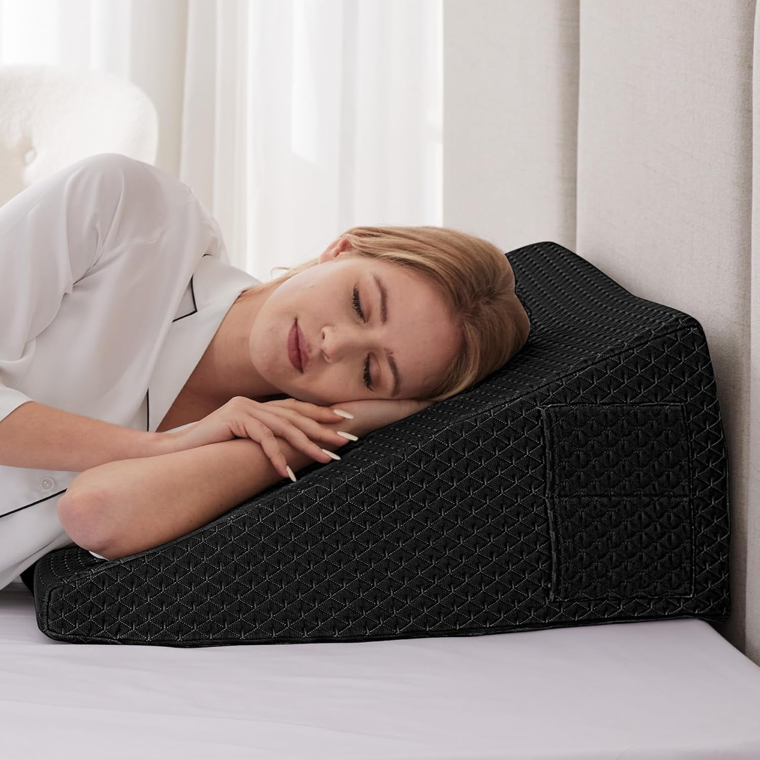 Wedge Pillow for Acid Reflux, Bed Wedge Pillow for Headboard 10 ...