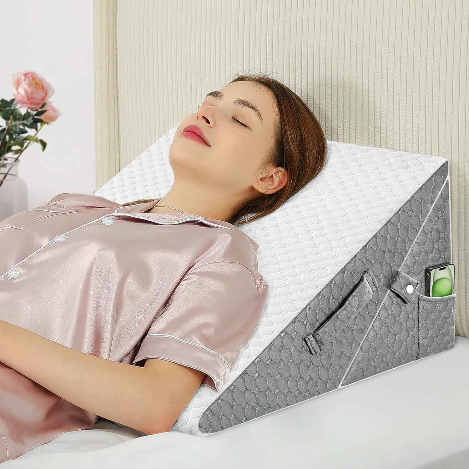 Wedge Pillow with Memory Foam Top, 9 & 12 Inch Bed Wedge for Acid ...