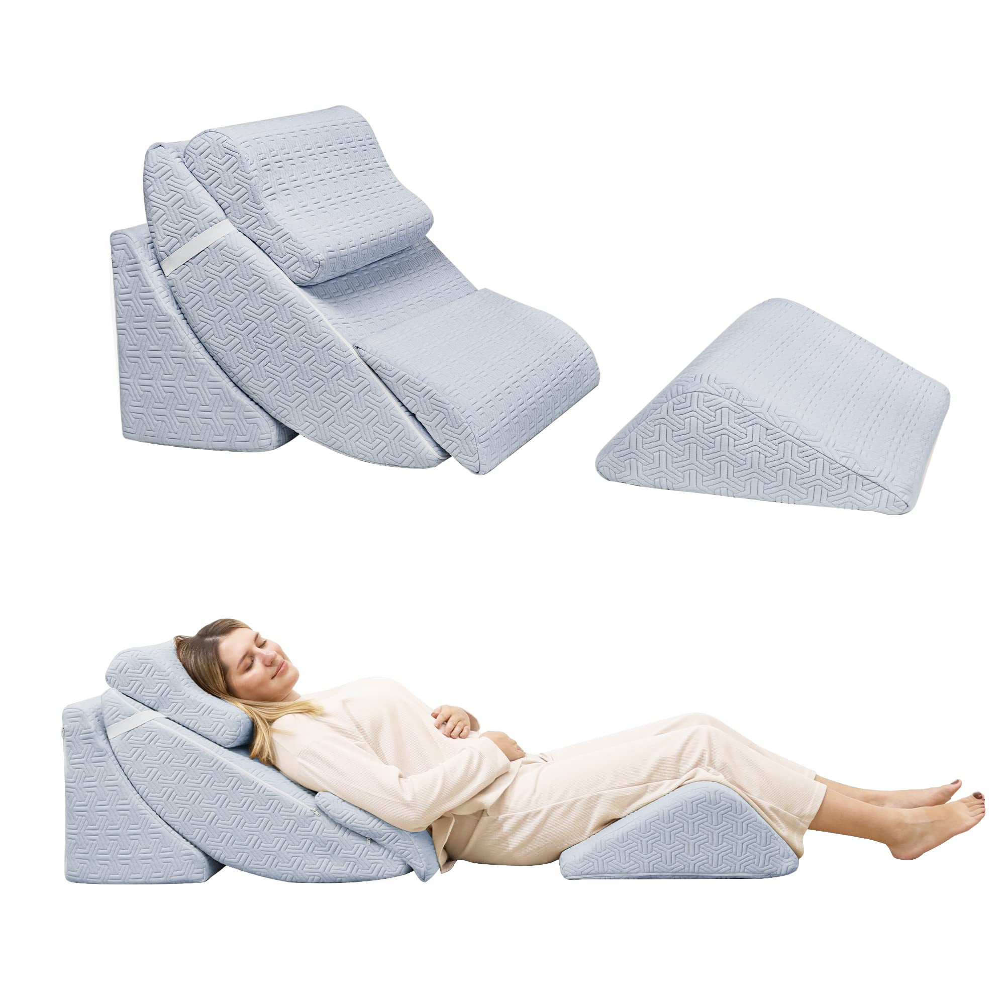 Wedge Pillow Set 5pcs Orthopedic Memory Foam, Adjustable Support for ...