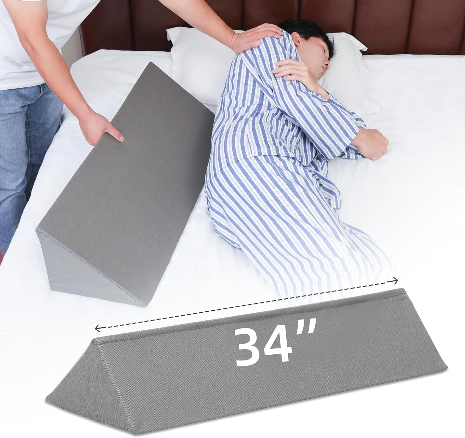 Wedge Pillow for Side Sleeping, 34" Back Pillow for Side Sleeper, Bed ...