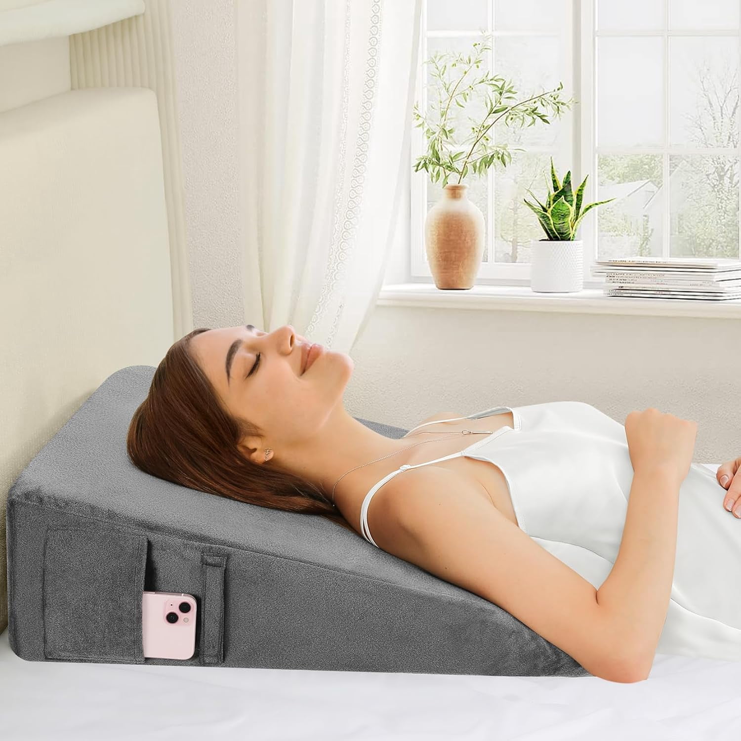 Wedge Pillow for Sleeping, 7.5" Bed Wedge Pillow for After Surgery ...