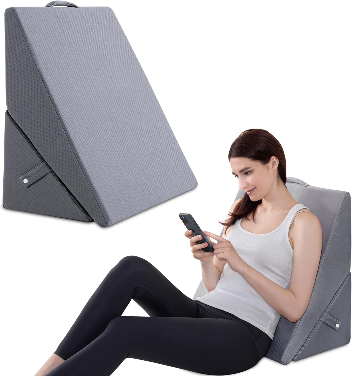 Wedge Pillow for Sleeping, 9 & 12 Inch Adjustable Wedge Pillow for Back Pain Relief Foldable ...