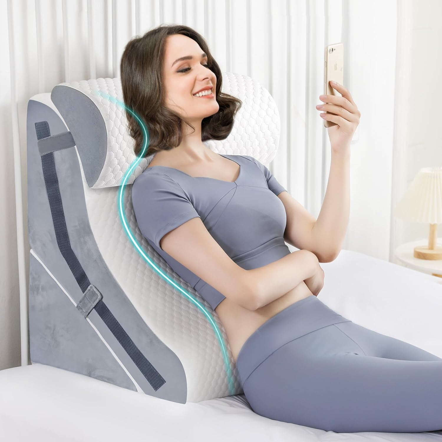 Wedge Pillow for Sleeping, Orthopedic Bed Wedge Pillow Set, 15-in-1 Adjustable Memory Foam Wedge ...