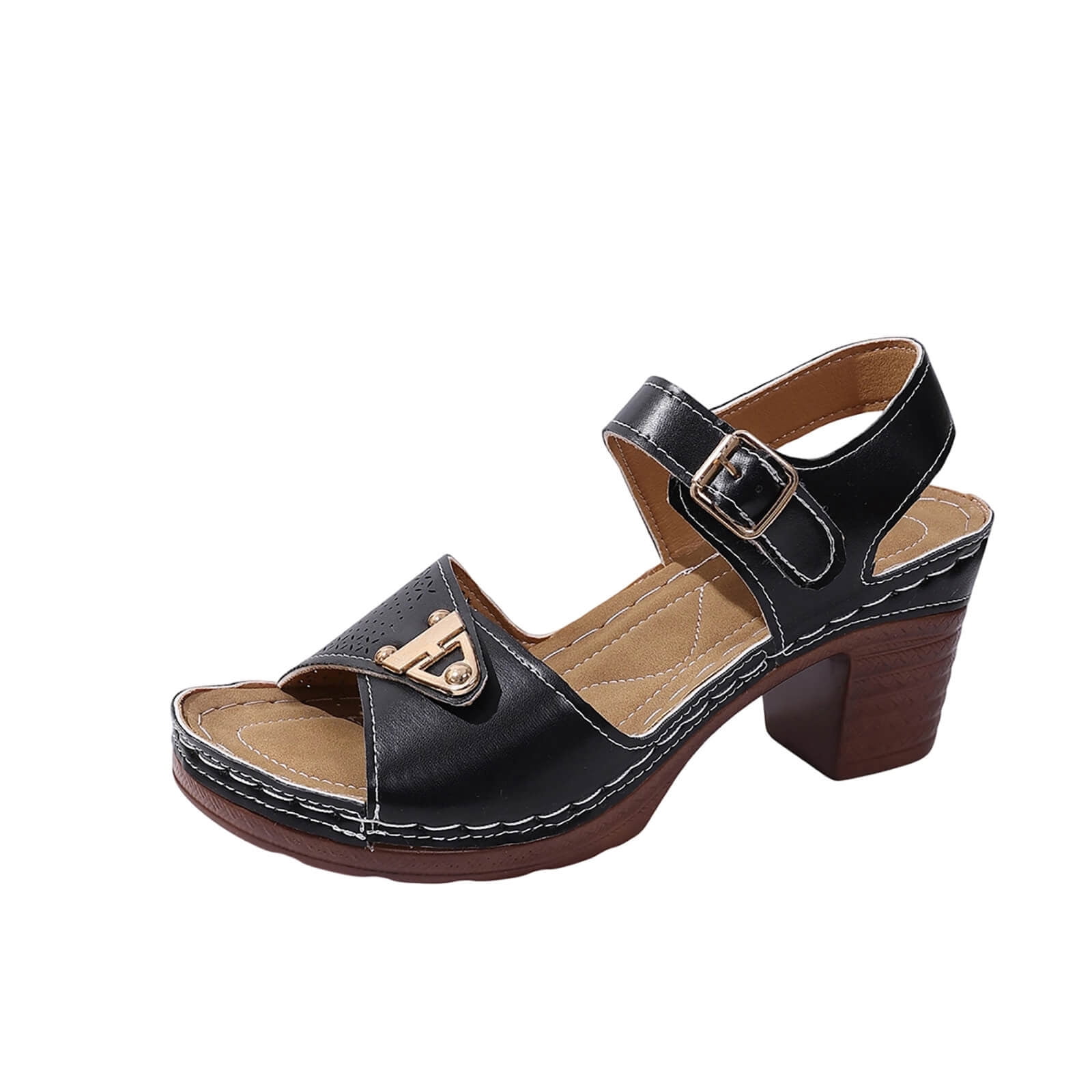 Wedge Platform Slides Sandals for Women Comfortable Peep Toe Beach ...
