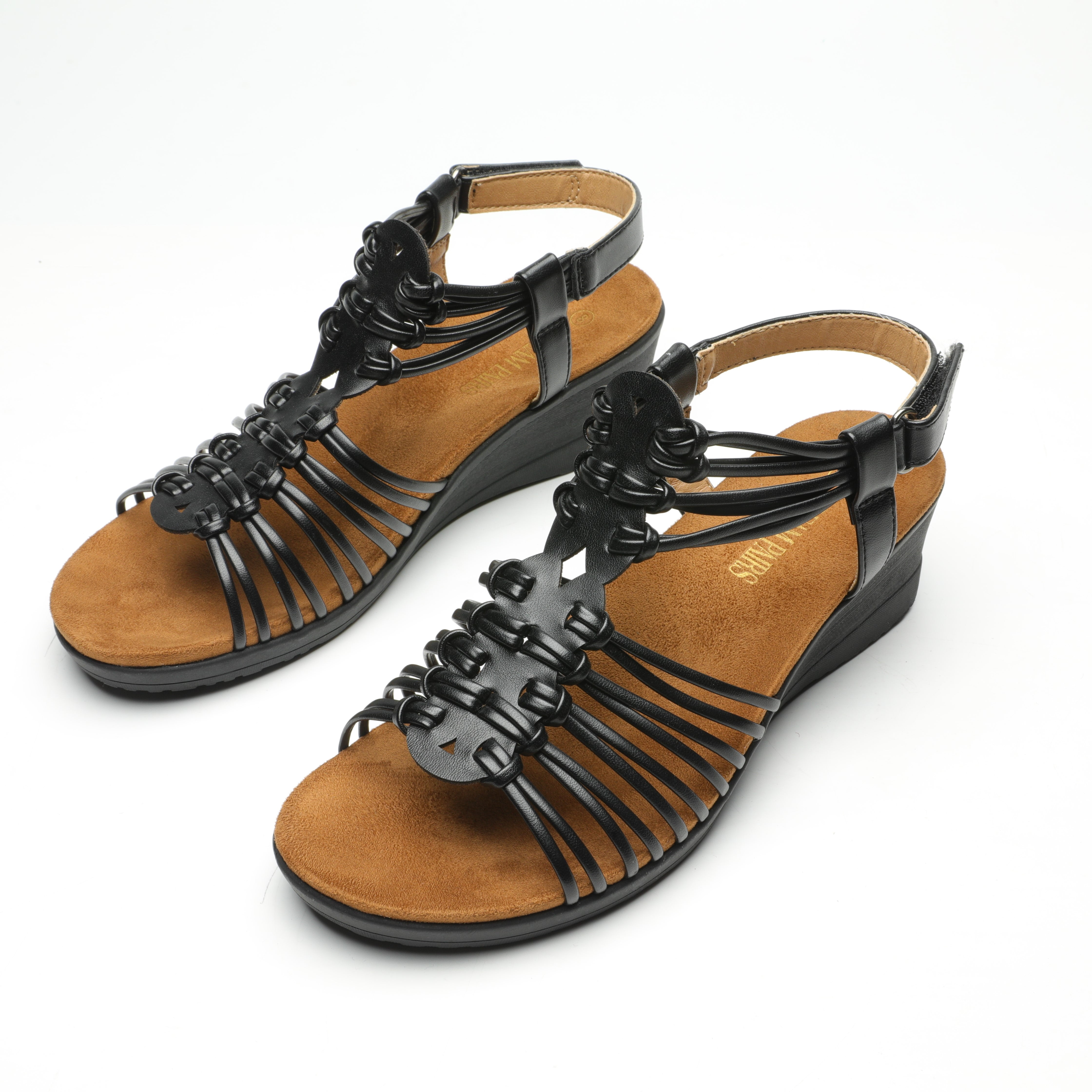 Wedge Sandal for Women Summer Casual Boho Sandals Elastic Ankle Strap ...