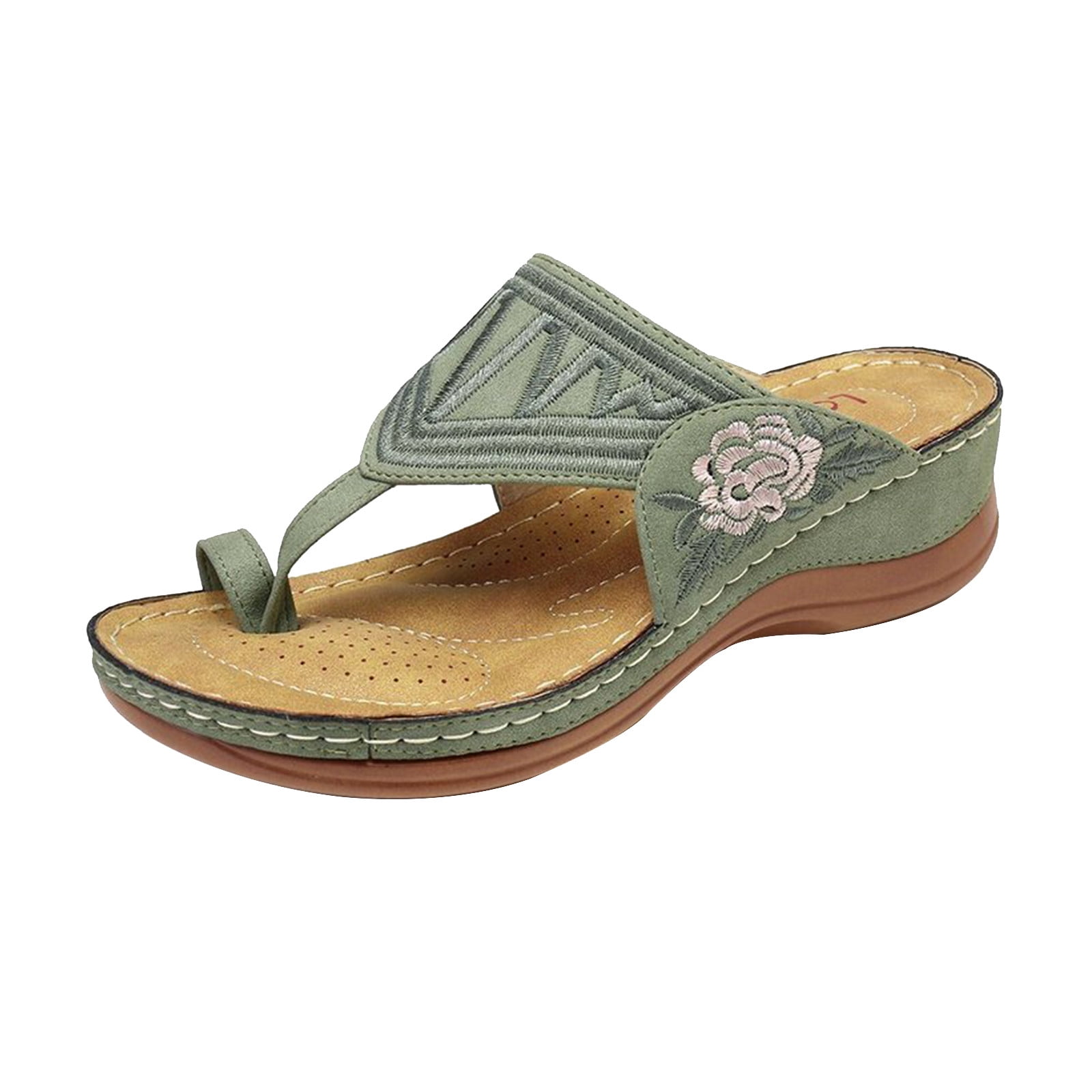 Wedge Sandals for Women with Split Toe Arch Supportive Comfy Flip Flop ...