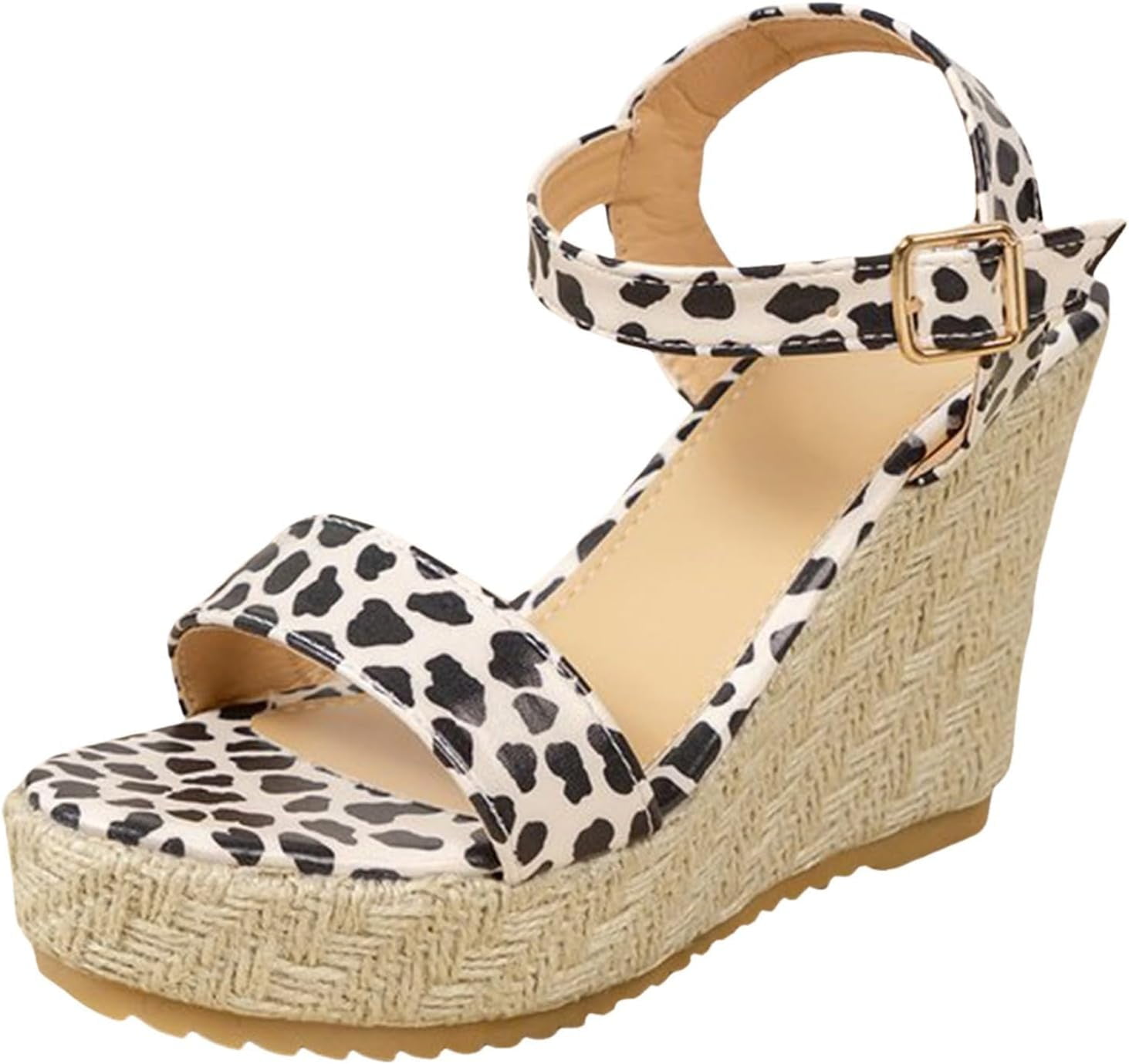 Wedge Sandals for Women Dressy Summer Open Toe Buckle Ankle Strap ...